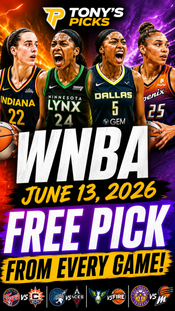Free WNBA Picks For Today 6/13/2026 - Free Sports Picks, Predictions ...
